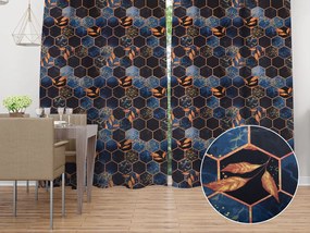 Biante Bavlněný závěs Sandra SA-232 Tmavě modré hexagony 150x230 cm