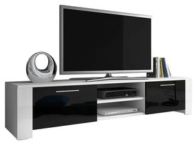 TV stolek Cleo IX, Barva: bílá / černý lesk