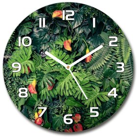 Wallmuralia Skleněné hodiny kulaté Exotická džungle fi 30 cm