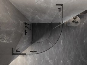 Mexen Lunar, L výklopný půlkruhový sprchový kout 100 x 100 cm, 8mm čiré sklo, profil grafit broušený, 833L-100L-100P-66-00