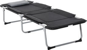Outsunny Skládací Kempingová Postel s Polštářem a Taškou 183 x 66 x 33 cm, Příruční Postel do 114 kg, Skládací Postel pro Dospělé, Vnitřní i Venkovní