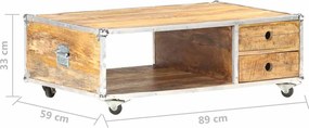 Konferenční stolek 89 x 59 x 33 cm masivní hrubý mangovník 323408