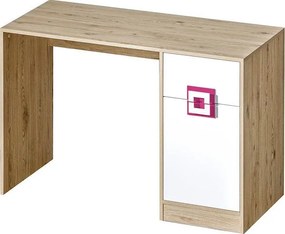 Nábytkáři ORFA NIKOS 10 - Psací stůl (NICO 10) - bílá/dub světlý- úchyt růžová (DO) (K150-Z)