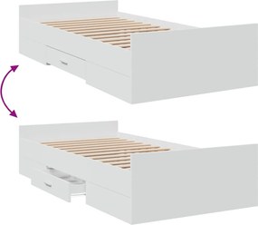Rám postele se zásuvkami bílý 100 x 200 cm kompozitní dřevo 3280328