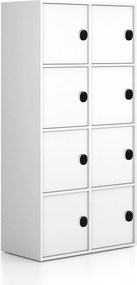 Kancelářská skříň FRAME, 8x dveře, 872 x 450 x 1735 mm, kódový zámek, bílá