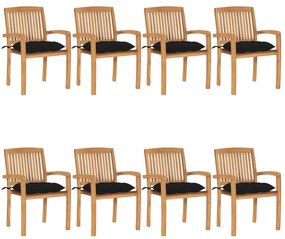 Stohovatelné zahradní židle s poduškami 8 ks masivní teak 3073286