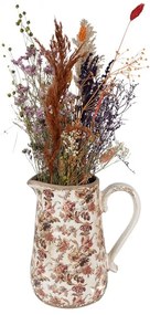 Béžový keramický džbán s květy Flovia L - 21*15*23 cm