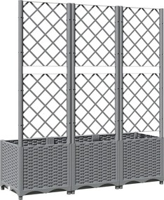 Zahradní truhlík s treláží světle šedý 120 x 40 x 136 cm PP 153274