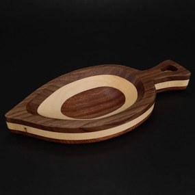 AMADEA Dřevěná miska mozaika ve tvaru listu, masivní dřevo, 3 druhy dřevin, rozměr 22x10,50x2,50 cm