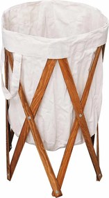 Skládací koš na prádlo krémový dřevo a textil 284227