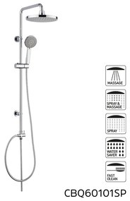 Mereo Sprchový set Sonáta s tyčí, hadicí, ruční a talíř. kulatou sprchou Bílá