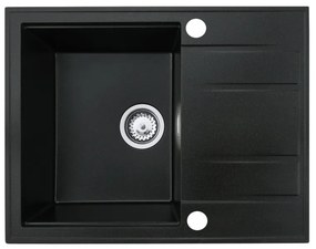 Gamma Modern 6550, 1-komorový granitový dřez 650x500x210 mm s krátkým odkapávačem, černá se zlatými body, GMA-ZLE000093