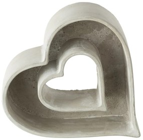 Šedý antik cementový květináč ve tvaru srdce Heart - 22*22*6 cm