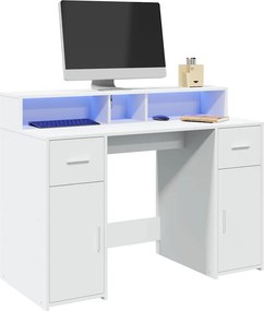 vidaXL Psací stůl s LED světly 120 x 55 x 91 cm kompozitní dřevo [3309418] Barva: Bílá