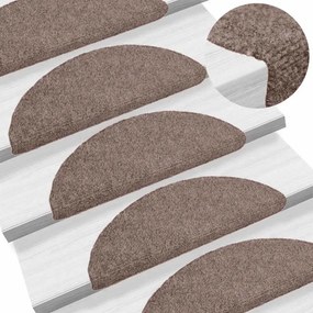 Schodové rohože samolepicí 10 ks 56x17x3 cm světle hnědé půlkulaté 149675