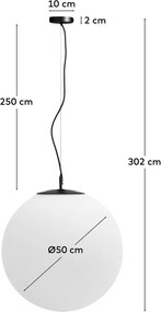 Bílé/černé kovové závěsné svítidlo se skleněným stínidlem ø 50 cm Brisia – Kave Home