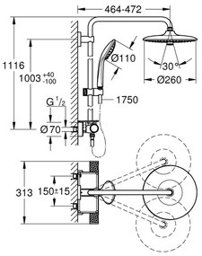GROHE 26403002 - Sprchový systém VITALIO JOY 260 450 mm lesklý chrom