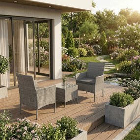 Zahradní set RELAXPOINT 1+2 - šedý polyratan / kovová konstrukce