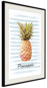Artgeist Plakát ananas v proužcích Velikosti (šířkaxvýška): 40x60, Finální vzhled: Černý rám s paspartou