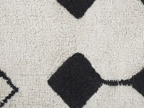 Bavlněný koberec 80 x 150 cm bílý/černý KHEMISSET Beliani