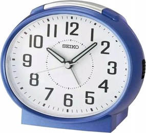 Modrý Oválný Budík Seiko QHK059L, Hlasitý Alarm, Tichý Mechanismus