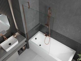 Mexen Next, vanová zástěna 1-křídlová 90 x 150 cm, fixní křídlo, 6 mm čiré sklo, růžové zlato profil, 895-090-000-00-00-60