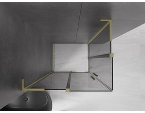 Mexen Velar L Duo, sprchový kout s posuvnými dveřmi 90 x 80 cm, 8mm šedé sklo, zlatá matná, 871-090-080-02-43-55