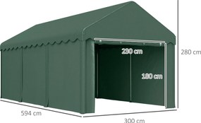 Outsunny přístřešek pro auto 3x6 m stanová garáž s rolovacími vraty, střechou, odnímatelnými bočními stěnami, UV odolný vodotěsný garážový stan příst…