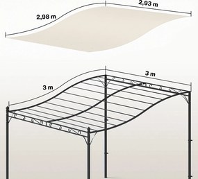 Outsunny náhradní střecha na pergolu, 298 × 293 cm – sluneční clona pro pergolu 3 × 3 m, krémově bílá