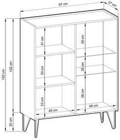 Vitrína Harmony, černá/černý mramor