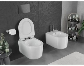 Mexen Sofia, závěsná WC mísa 490x360x355 mm, Rimless Tornádo + WC sedátko z duroplastu, bílá lesklá, 30540100T