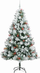 Umělý vánoční stromeček Zelená a bílá 210 cm PVC, kov a plast 3395191