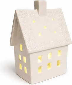LED dekorace keramický domeček 10,6 × 8,7 × 16,8 cm, teple bílá, 2× LR44