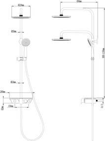 Aqualine, MARCO sprchový sloup s pákovou baterií, bílá, SL100
