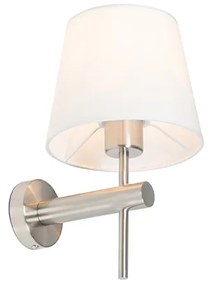 Moderní nástěnná lampa bílá s ocelí - Pluk