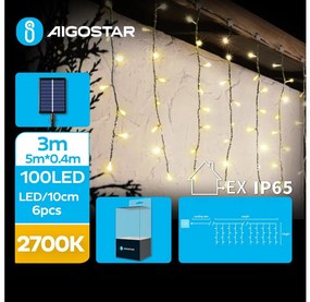 Aigostar B.V. | Aigostar - LED Solární vánoční řetěz 100xLED/8 funkcí 8x0,4m IP65 teplá bílá | AI0434