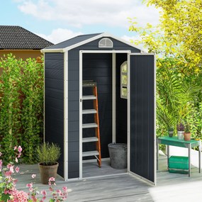 Outsunny zahradní kůlna zahradní kůlna na nářadí s větracím oknem jednoplášťová střecha kovová šedá 134 x 104 x 204 cm pro zahradu a venkovní použití…