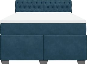Box spring postel s matrací modrá 160 x 200 cm samet 3288664