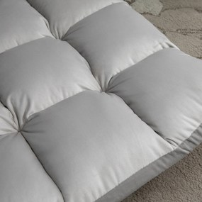 HOMCOM skládací podlahové křeslo 3 v 1 s nastavitelným opěradlem 13 poloh skládací lehátko šedé z kovové pěny 55x71x53,5cm do obývacího pokoje a na z…