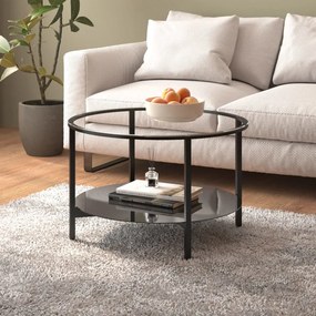 Čajový stolek černý a průhledný 70 cm tvrzené sklo 331618