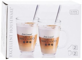 EXCELLENT Sklenice na Latte Macchiato se lžičkou sada 4 ks KO-YE7100310