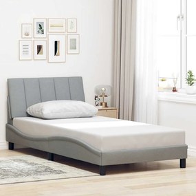 Rám postele bez matrace Hanko světle šedá 100 x 200 cm textil 3310440