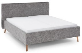 Šedá čalouněná dvoulůžková postel s úložným prostorem s roštem 160x200 cm Riva – Meise Möbel