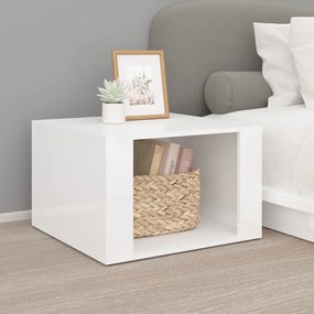 Noční stolek bílý s vysokým leskem 57x55x36 cm kompozitní dřevo