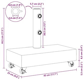 vidaXL Marketos Stojan na slunečník světle šedý 45 x 25 x 8,3 cm žula