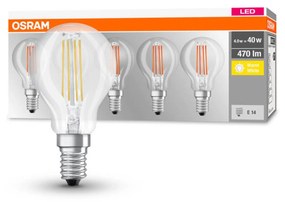 OSRAM LED žárovka E14P40 4W filament 827 470lm 5ks