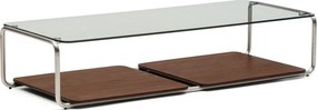 Tmavě hnědý konferenční stolek se skleněnou deskou 60x140 cm Tarsel – Kave Home