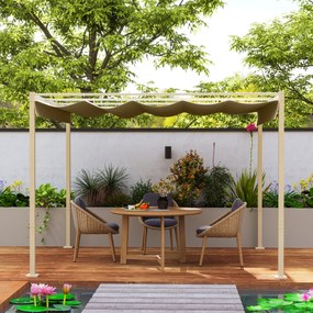 zahradní pergola 3 x 3 m se stahovací střechou, altán, stínící stříška, UPF30+, khaki barva