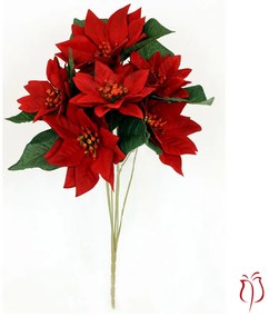 Puget vánočních růží, poinsécek červených (7hlav). Květina umělá. UK-0032, sada 6 ks