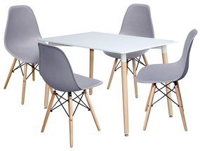 Jídelní stůl 120x80 UNO bílý + 4 židle UNO šedé